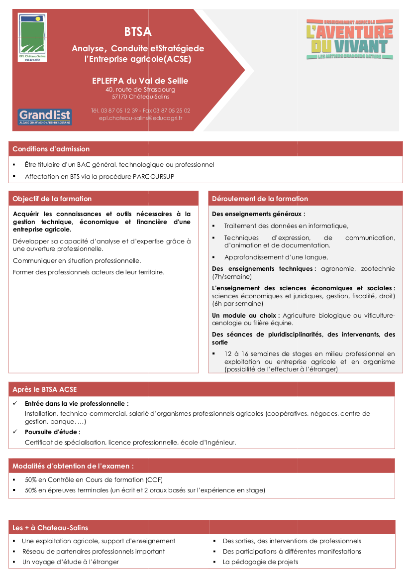 BTS Analyse et Stratégie de l'Entreprise Agricole (ACSE) - Legta du VAL ...